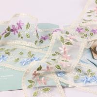 China Embroidery Wired Organza Ribbon 85mm Single Face Printed Organza Ribbon for sale