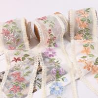 China Embroidery Wired Organza Ribbon 85mm Single Face Printed Organza Ribbon for sale