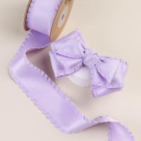 China Wrinkle Edge Polyester Satin Ribbon 25mm-38mm Width 50 Yard Roll for Gift Packaging and Garment Decoration for sale