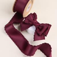 China Wrinkle Edge Polyester Satin Ribbon 25mm-38mm Width 50 Yard Roll for Gift Packaging and Garment Decoration for sale