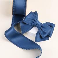 China Wrinkle Edge Polyester Satin Ribbon 25mm-38mm Width 50 Yard Roll for Gift Packaging and Garment Decoration for sale