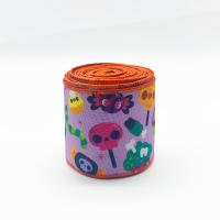 China 63mm Wired Edge Halloween Grosgrain Ribbon - 50 Yard Roll with Cartoon Prints for Festival Decoration for sale