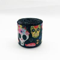 China 63mm Wired Edge Halloween Grosgrain Ribbon - 50 Yard Roll with Cartoon Prints for Festival Decoration for sale