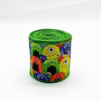 China 63mm Wired Edge Halloween Grosgrain Ribbon - 50 Yard Roll with Cartoon Prints for Festival Decoration for sale