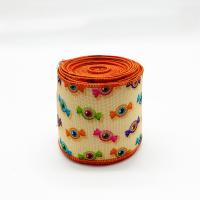 China 63mm Wired Edge Halloween Grosgrain Ribbon - 50 Yard Roll with Cartoon Prints for Festival Decoration for sale