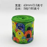 China 63mm Wired Edge Halloween Grosgrain Ribbon - 50 Yard Roll with Cartoon Prints for Festival Decoration for sale