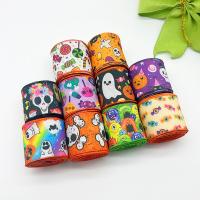 China 63mm Wired Edge Halloween Grosgrain Ribbon - 50 Yard Roll with Cartoon Prints for Festival Decoration for sale