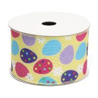 China 50mm Easter Bunny Ribbon with Egg and Rabbit Print - 50 Yard Roll for Festival Decorations and Gift Wrapping for sale