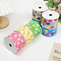 China 50mm Easter Bunny Ribbon with Egg and Rabbit Print - 50 Yard Roll for Festival Decorations and Gift Wrapping for sale