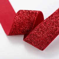 China 10mm-75mm Shinny Glitter Velvet Ribbon 50 Yards Double-Faced for Gift Wrapping and Crafts for sale