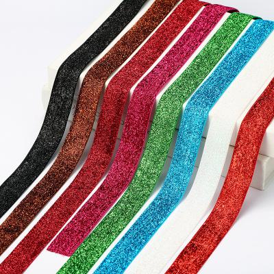 China 10mm-75mm Shinny Glitter Velvet Ribbon 50 Yards Double-Faced for Gift Wrapping and Crafts for sale