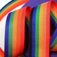 China Rainbow Polypropylene Webbing 20-50mm Width 0.5mm Thickness with 500 Lbs Tensile Strength for Industrial Applications for sale