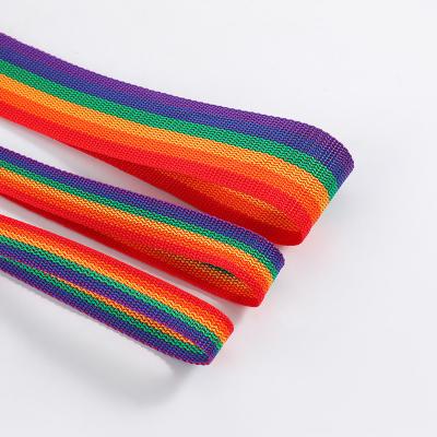 China Rainbow Polypropylene Webbing 20-50mm Width 0.5mm Thickness with 500 Lbs Tensile Strength for Industrial Applications for sale