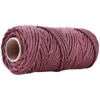 China 5mm x 50m Dusty Pink Cotton Macrame Rope 3-Strand Twisted 550lb Strength ISO9001 Certified for sale