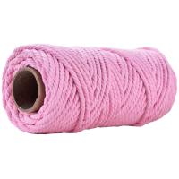 China 5mm x 50m Dusty Pink Cotton Macrame Rope 3-Strand Twisted 550lb Strength ISO9001 Certified for sale