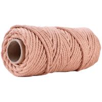 China 5mm x 50m Dusty Pink Cotton Macrame Rope 3-Strand Twisted 550lb Strength ISO9001 Certified for sale