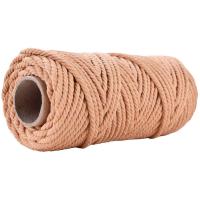 China 5mm x 50m Dusty Pink Cotton Macrame Rope 3-Strand Twisted 550lb Strength ISO9001 Certified for sale
