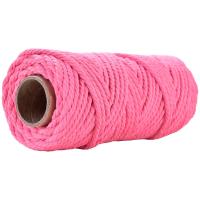 China 5mm x 50m Dusty Pink Cotton Macrame Rope 3-Strand Twisted 550lb Strength ISO9001 Certified for sale