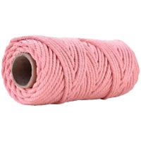 China 5mm x 50m Dusty Pink Cotton Macrame Rope 3-Strand Twisted 550lb Strength ISO9001 Certified for sale