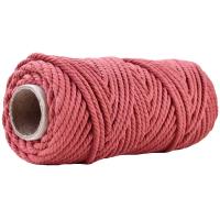China 5mm x 50m Dusty Pink Cotton Macrame Rope 3-Strand Twisted 550lb Strength ISO9001 Certified for sale