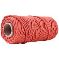China 5mm x 50m Dusty Pink Cotton Macrame Rope 3-Strand Twisted 550lb Strength ISO9001 Certified for sale