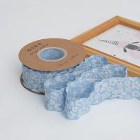 China 25mm Embossed Floral Lace Trim Ribbon - 50 Yard Champagne Polyester for Gift Wrapping & Garment Decoration for sale