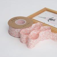China 25mm Embossed Floral Lace Trim Ribbon - 50 Yard Champagne Polyester for Gift Wrapping & Garment Decoration for sale