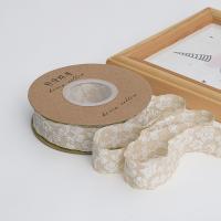 China 25mm Embossed Floral Lace Trim Ribbon - 50 Yard Champagne Polyester for Gift Wrapping & Garment Decoration for sale