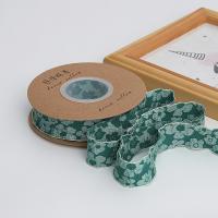 China 25mm Embossed Floral Lace Trim Ribbon - 50 Yard Champagne Polyester for Gift Wrapping & Garment Decoration for sale