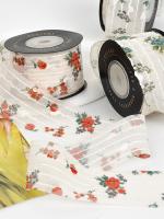 China 40mm Floral Printed Organza Ribbon - 50 Yard Rolls for Gift Wrapping and Decoration for sale