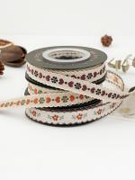 China OEM Floral Jacquard Polyester Ribbon 10mm-25mm Width, 50-Yard Rolls for Gift Packaging for sale