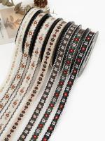 China OEM Floral Jacquard Polyester Ribbon 10mm-25mm Width, 50-Yard Rolls for Gift Packaging for sale