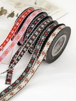 China OEM Floral Jacquard Polyester Ribbon 10mm-25mm Width, 50-Yard Rolls for Gift Packaging for sale