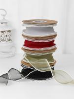 China 40mm Pearl Edge Polyester Organza Ribbon - 50 Yard Rolls for Luxury Gift Packaging and Decoration for sale