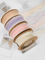 China 40mm Pearl Edge Polyester Organza Ribbon - 50 Yard Rolls for Luxury Gift Packaging and Decoration for sale