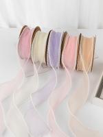 China 40mm Pearl Edge Polyester Organza Ribbon - 50 Yard Rolls for Luxury Gift Packaging and Decoration for sale