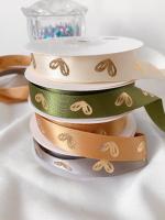China 16mm Heart Pattern Gold Foil Printed Ribbon - 50 Yard Rolls for Gift Wrapping and Decoration for sale