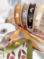 China 16mm Heart Pattern Gold Foil Printed Ribbon - 50 Yard Rolls for Gift Wrapping and Decoration for sale