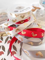 China 16mm Heart Pattern Gold Foil Printed Ribbon - 50 Yard Rolls for Gift Wrapping and Decoration for sale