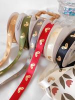 China 16mm Heart Pattern Gold Foil Printed Ribbon - 50 Yard Rolls for Gift Wrapping and Decoration for sale