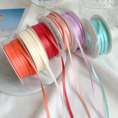 China 3mm Double-Face Polyester Satin Ribbon - 50 Yard Roll with High-Density Construction for Gift Wrapping and Decorations for sale