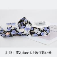 China 40mm Floral Printed Ribbon Roll - 50 Yards Customizable Grosgrain Gift Packaging Tape for Bows and Crafts for sale