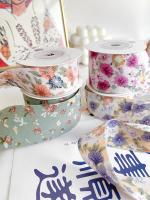 China 40mm Floral Printed Ribbon Roll - 50 Yards Customizable Grosgrain Gift Packaging Tape for Bows and Crafts for sale