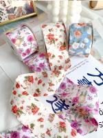 China 40mm Floral Printed Ribbon Roll - 50 Yards Customizable Grosgrain Gift Packaging Tape for Bows and Crafts for sale