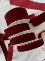 China 38mm Double-Faced Velvet Ribbon 5 Yards Dark Red for Gift Wrapping and Crafts for sale