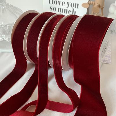 China 38mm Double-Faced Velvet Ribbon 5 Yards Dark Red for Gift Wrapping and Crafts for sale