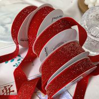 China Shinny Glitter Velvet Ribbon 6mm-38mm Width 5 Yards Length for Gift Wrapping and Crafts for sale
