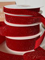China Shinny Glitter Velvet Ribbon 6mm-38mm Width 5 Yards Length for Gift Wrapping and Crafts for sale