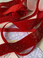 China Shinny Glitter Velvet Ribbon 6mm-38mm Width 5 Yards Length for Gift Wrapping and Crafts for sale