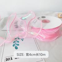 China 40mm Polyester Organza Ribbon With Satin Edge Shinny Pink Organza Ribbon for sale